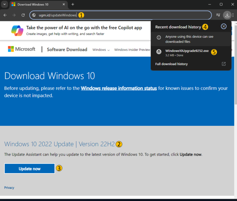 Cara update Sistem Operasi Windows 10 21H2 – dti.ugm.ac.id