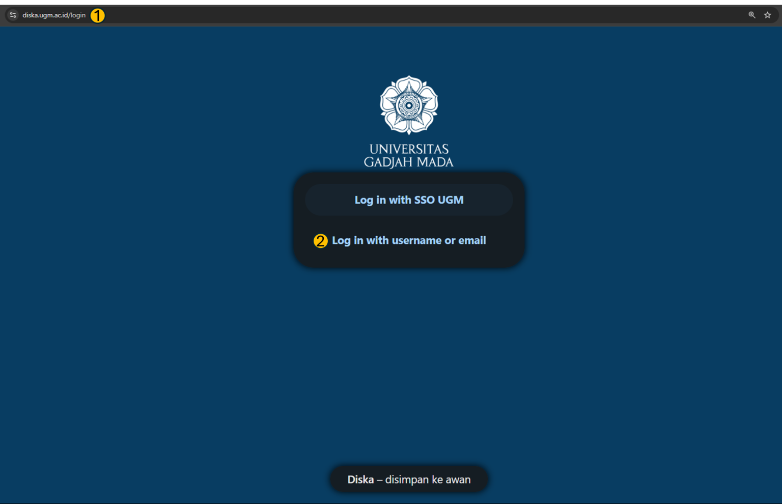 Cara masuk ke diska.ugm.ac.id menggunakan akun instansi – dti.ugm.ac.id